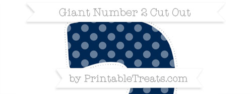 Navy Blue Dotted Pattern Giant Number 2 Cut Out — Printable Treats.com