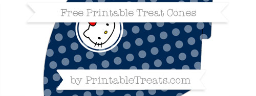 Free Navy Blue Dotted Pattern Hello Kitty Treat Cone — Printable Treats.com