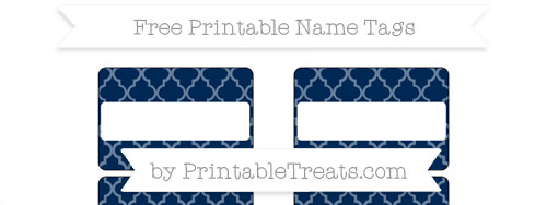 Free Navy Blue Moroccan Tile Simple Name Tags — Printable Treats.com