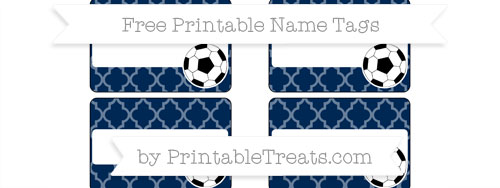 Free Navy Blue Moroccan Tile Soccer Name Tags — Printable Treats.com