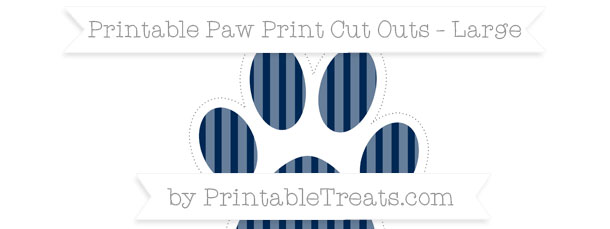Navy Blue Striped Large Paw Print Cut Outs — Printable Treats.com