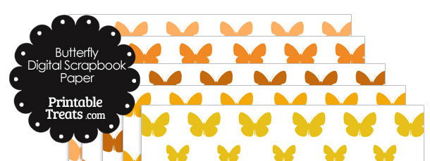 Orange Butterfly Digital Scrapbook Paper — Printable Treats.com