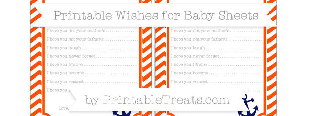 Orange Chevron Nautical Wishes for Baby Sheets — Printable Treats.com