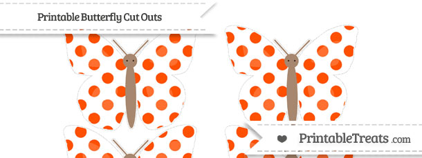 Free Orange Dotted Pattern Small Butterfly Cut Outs — Printable Treats.com