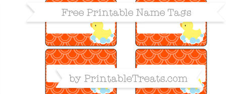 Free Orange Fish Scale Pattern Baby Duck Name Tags — Printable Treats.com