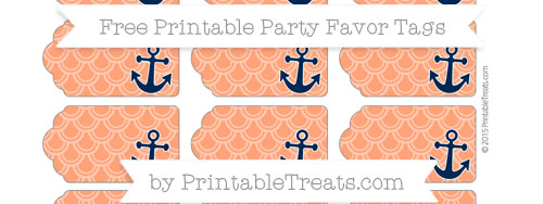 Orange Fish Scale Pattern Nautical Party Favor Tags — Printable Treats.com