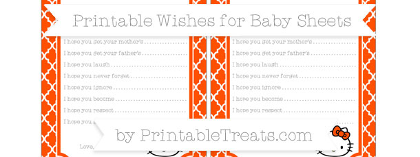 Orange Moroccan Tile Hello Kitty Wishes for Baby Sheets — Printable ...