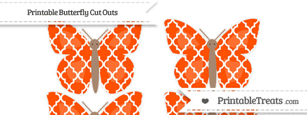 Free Orange Moroccan Tile Small Butterfly Cut Outs — Printable Treats.com