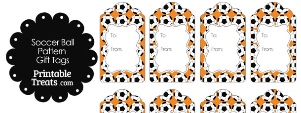 Orange Soccer Ball Pattern Gift Tags — Printable Treats.com
