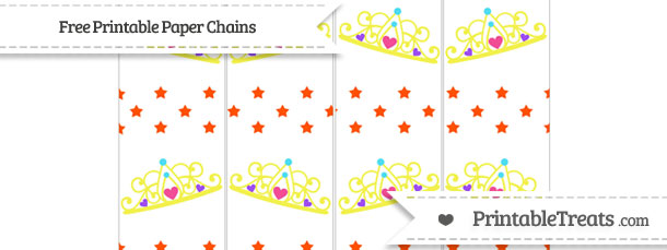 Orange Star Pattern Princess Tiara Paper Chains — Printable Treats.com