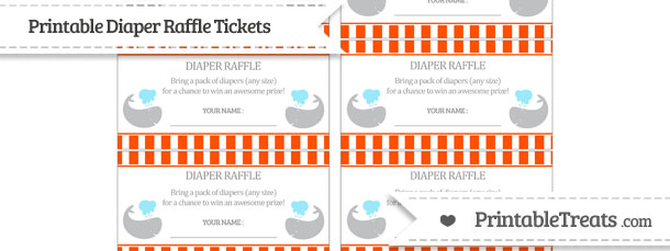 Free Orange Striped Whale Diaper Raffle Tickets — Printable Treats.com
