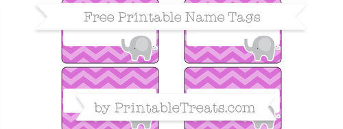Free Orchid Chevron Elephant Name Tags — Printable Treats.com