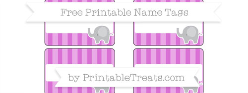 Free Orchid Striped Elephant Name Tags — Printable Treats.com