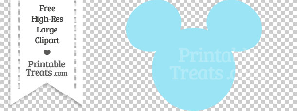 Pastel Aqua Blue Mickey Mouse Head Clipart — Printable Treats.com