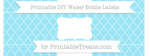 Pastel Aqua Blue Moroccan Tile DIY Water Bottle Labels — Printable ...