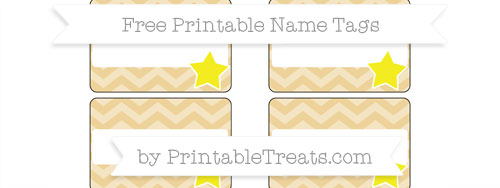 Free Pastel Bright Orange Chevron Star Name Tags — Printable Treats.com