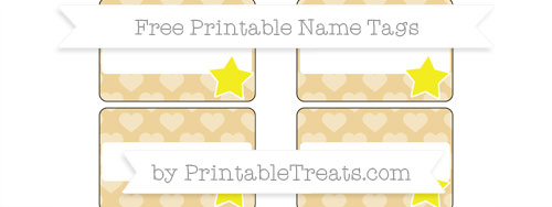 Free Pastel Bright Orange Heart Pattern Star Name Tags — Printable ...