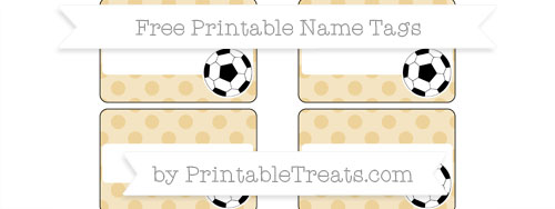 Free Pastel Bright Orange Polka Dot Soccer Name Tags — Printable Treats.com