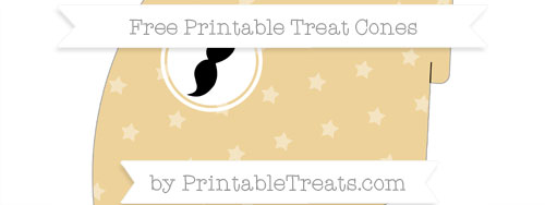 Pastel Bright Orange Star Pattern Mustache Treat Cone — Printable Treats.com