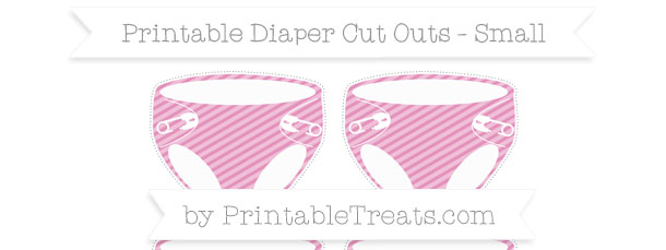Pastel Bubblegum Pink Diagonal Striped Small Baby Diaper Cut Outs ...