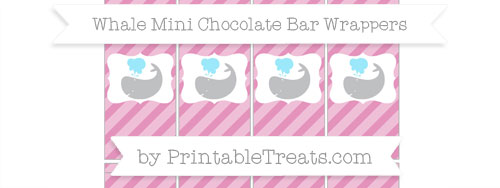 Pastel Bubblegum Pink Diagonal Striped Whale Mini Chocolate Bar ...