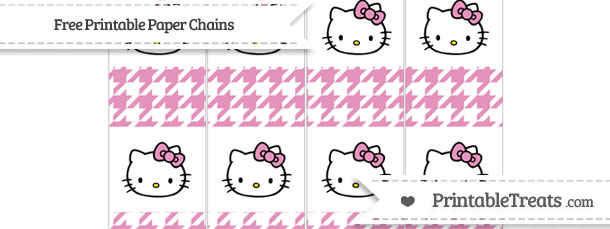 Free Pastel Bubblegum Pink Houndstooth Pattern Hello Kitty Paper Chains ...