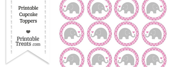 Free Pastel Bubblegum Pink Moroccan Tile Baby Elephant Cupcake Toppers ...