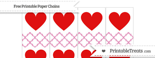 Pastel Bubblegum Pink Moroccan Tile Heart Paper Chains — Printable ...