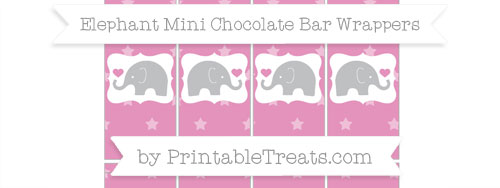 Pastel Bubblegum Pink Star Pattern Elephant Mini Chocolate Bar Wrappers ...