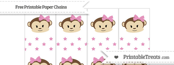 Pastel Bubblegum Pink Star Pattern Girl Monkey Paper Chains — Printable ...