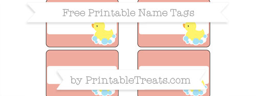 Free Pastel Coral Baby Duck Name Tags — Printable Treats.com