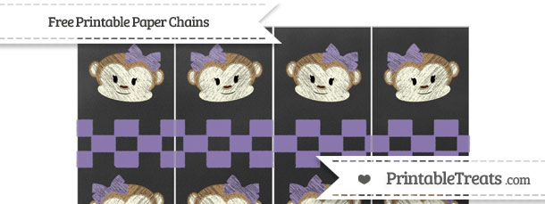 Pastel Dark Plum Checker Pattern Chalk Style Girl Monkey Paper Chains ...