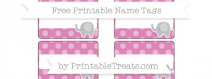 Free Pastel Fuchsia Dotted Pattern Elephant Name Tags — Printable ...