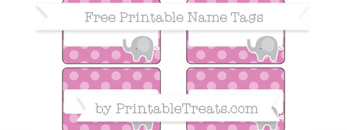 Free Pastel Fuchsia Dotted Pattern Elephant Name Tags — Printable ...