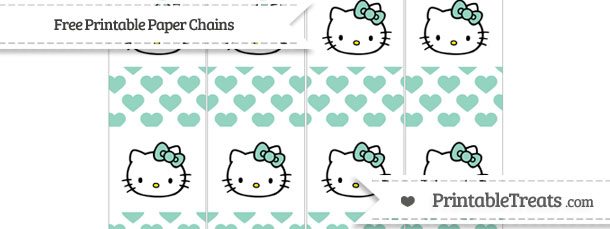 Free Pastel Green Heart Pattern Hello Kitty Paper Chains — Printable ...