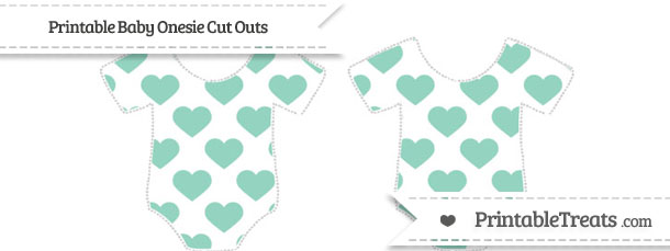 Free Pastel Green Heart Pattern Small Baby Onesie Cut Outs — Printable Treats.com