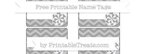Free Pastel Grey Chevron Cheer Pom Pom Name Tags — Printable Treats.com