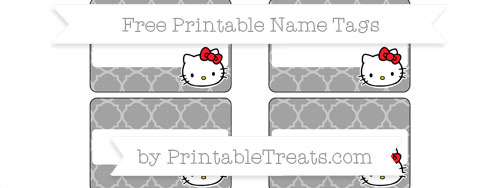 Free Pastel Grey Quatrefoil Pattern Hello Kitty Name Tags — Printable ...