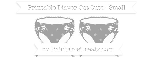 Pastel Grey Star Pattern Small Baby Diaper Cut Outs — Printable Treats.com