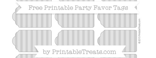 Pastel Grey Striped Party Favor Tags — Printable Treats.com