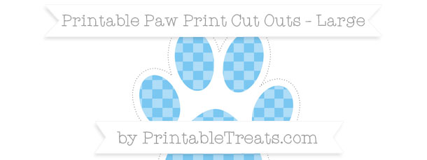 Pastel Light Blue Checker Pattern Large Paw Print Cut Outs — Printable ...