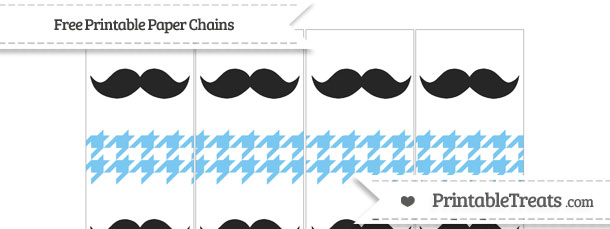 Pastel Light Blue Houndstooth Pattern Mustache Paper Chains — Printable ...