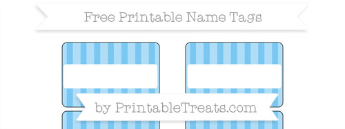 Free Pastel Light Blue Striped Simple Name Tags — Printable Treats.com