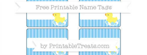 Free Pastel Light Blue Thin Striped Pattern Baby Duck Name Tags ...