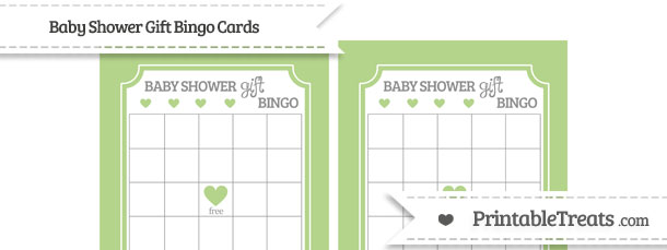 Pastel Light Green Baby Shower Gift Bingo Cards — Printable Treats.com