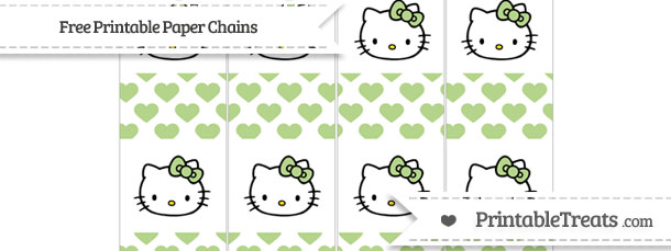 Free Pastel Light Green Heart Pattern Hello Kitty Paper Chains ...
