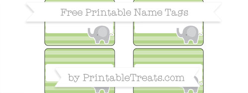 Free Pastel Light Green Horizontal Striped Elephant Name Tags ...