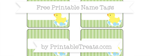 Free Pastel Light Green Thin Striped Pattern Baby Duck Name Tags ...
