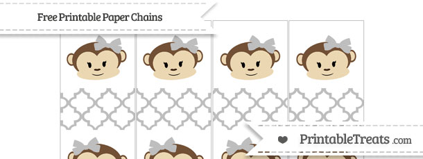 Pastel Light Grey Moroccan Tile Girl Monkey Paper Chains — Printable ...