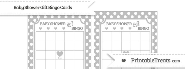 Pastel Light Grey Polka Dot Baby Shower Gift Bingo Cards — Printable ...